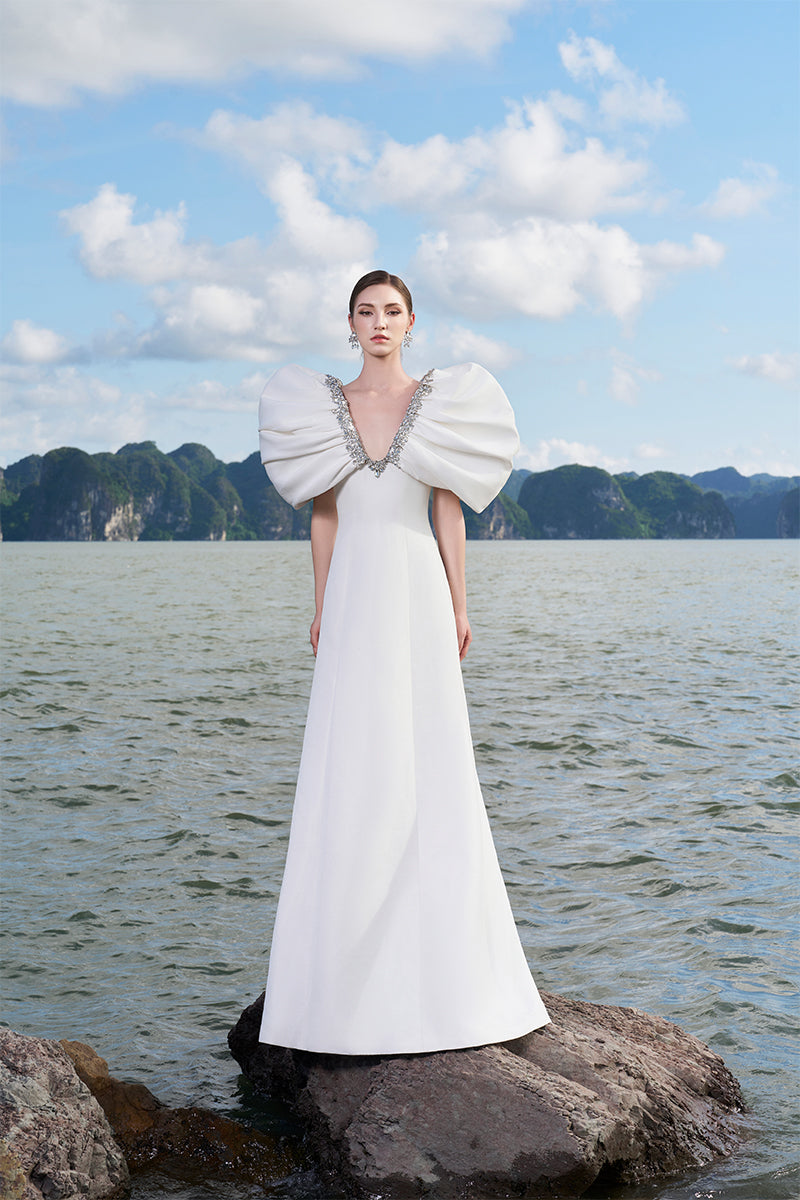 Tracy Studio luxury statement white wedding Crystal Embellished Puffy – GOOD GIRL REBEL