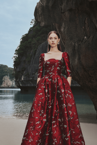 Long Sleeve Curved Neckline Full Dress – GOOD GIRL REBEL