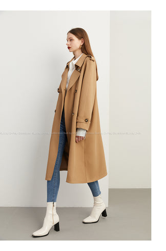 Fall Autumn Classic Khaki Paneled Double Breasted Trench Coat - Kochi ...
