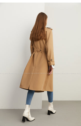 Fall Autumn Classic Khaki Paneled Double Breasted Trench Coat - Kochi ...