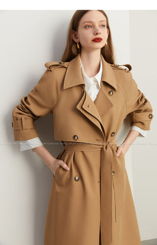 Fall Autumn Classic Khaki Paneled Double Breasted Trench Coat - Kochi ...