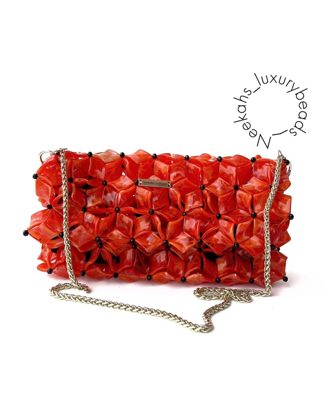 Luxury Handmade Burnt orange flat beaded purse bag - KIKI – GOOD GIRL REBEL