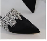 B-FEI spring summer handmade Indian silk rhinestones mule slippers - C ...