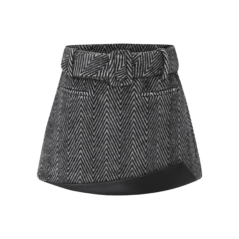 LEDIM W HERRINGBONE WINTER A-LINE short mini SKIRT - Tink – GOOD GIRL REBEL