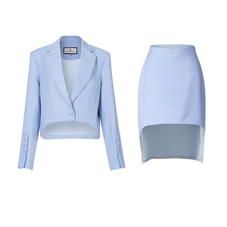 Skirt Suit + Jacket Short Mini Skirt Fashion Two - Piece Sets light bl ...