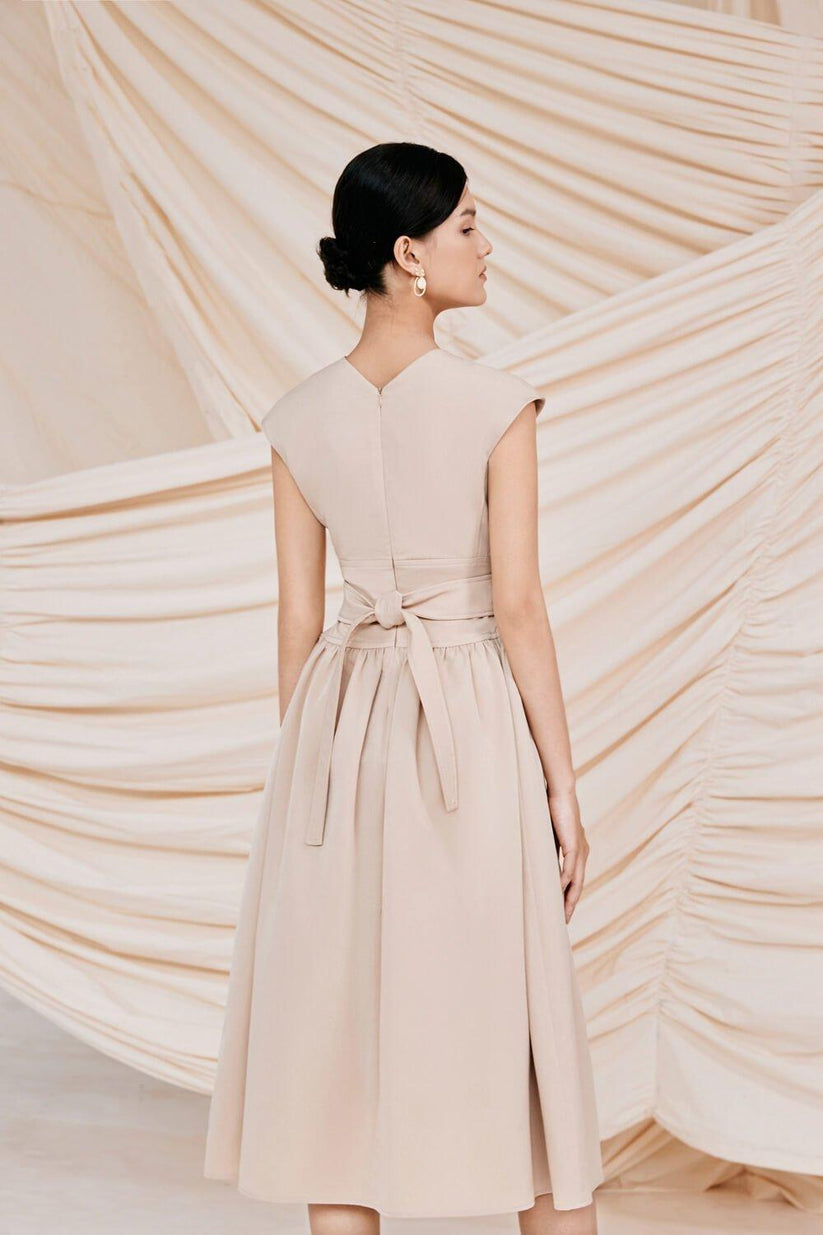 Beige drop waist midi dress-ALIX – GOOD GIRL REBEL