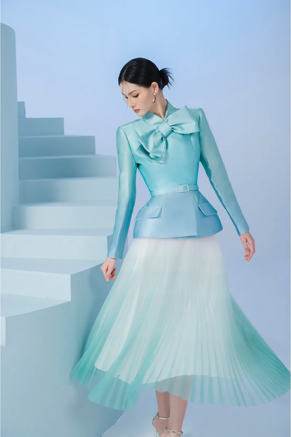 Early Spring 2023 new long-sleeved bowknot jacket + skirt suit set- Co ...