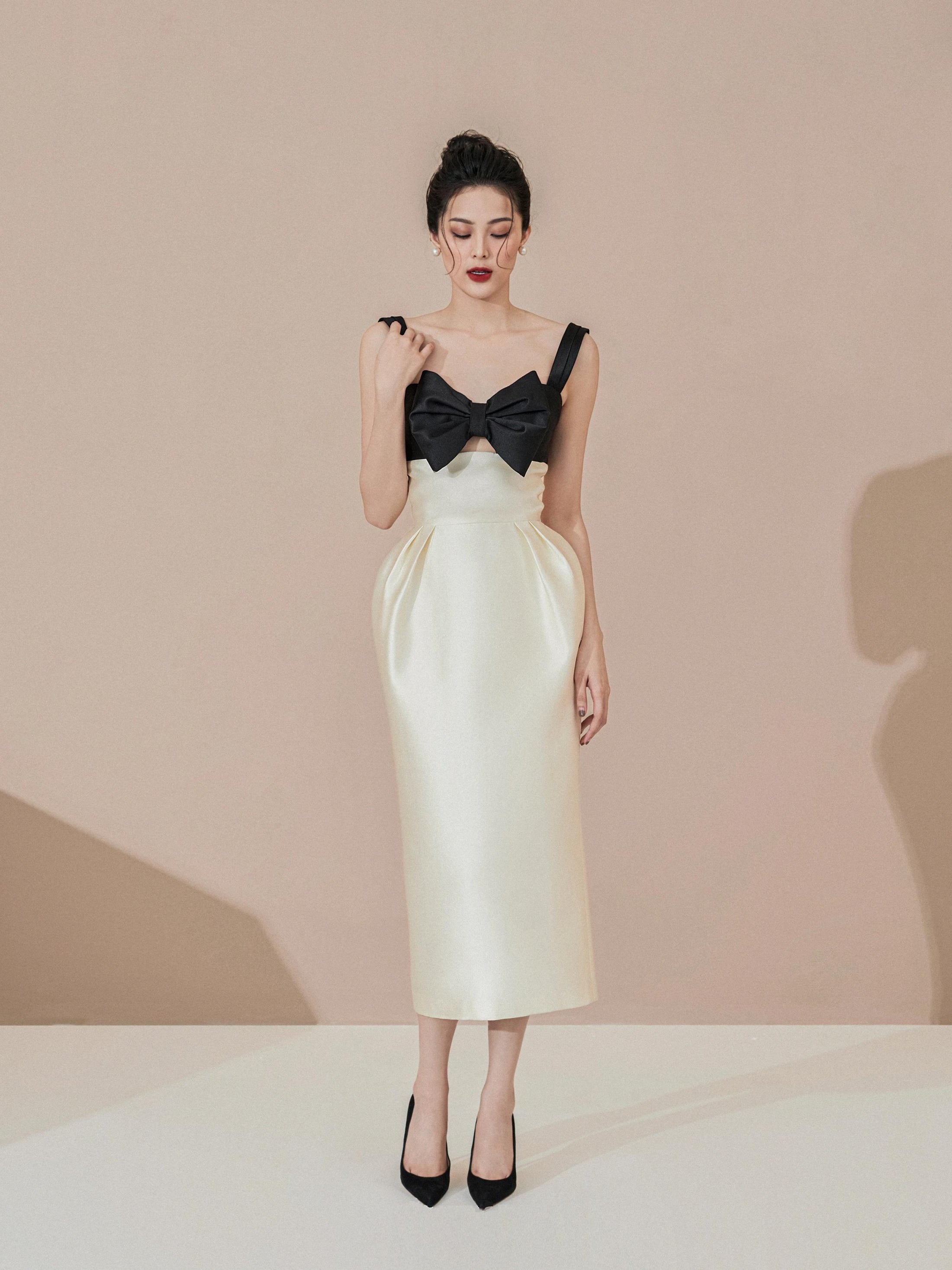 HIGH END CUT OUT FRONT BOW MIDI COCKTAIL DRESS - MARGO – GOOD GIRL REBEL