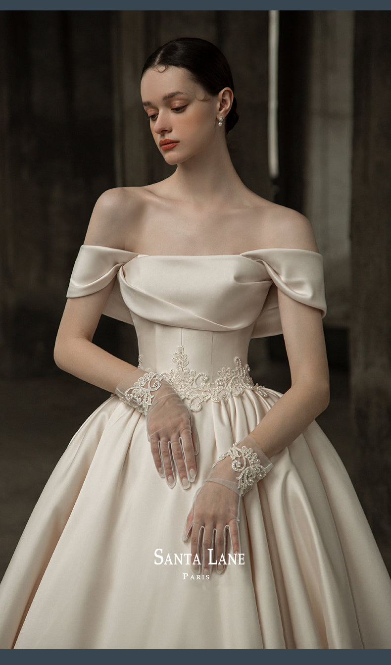 Early Spring 2023 Winter one-shoulder satin satin wedding dress- Sally ...