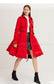 Long red Down coat winter red waist and big swing design pleated coat ...