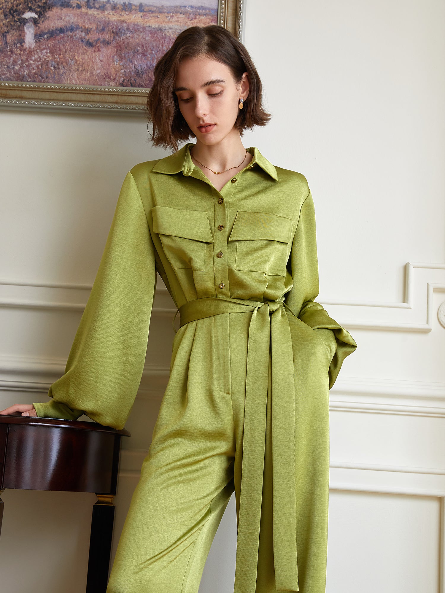 Palace Green Waist Sleeve Belt High Waist Jumpsuit- Miga – GOOD GIRL REBEL