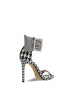 black houndstooth stiletto sandals is designed fine heel, zipper closu ...