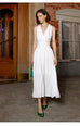 Luxurious blend of silk a hanging neckline, and sleeveless V-neck dres ...