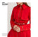 Long red Down coat winter red waist and big swing design pleated coat ...