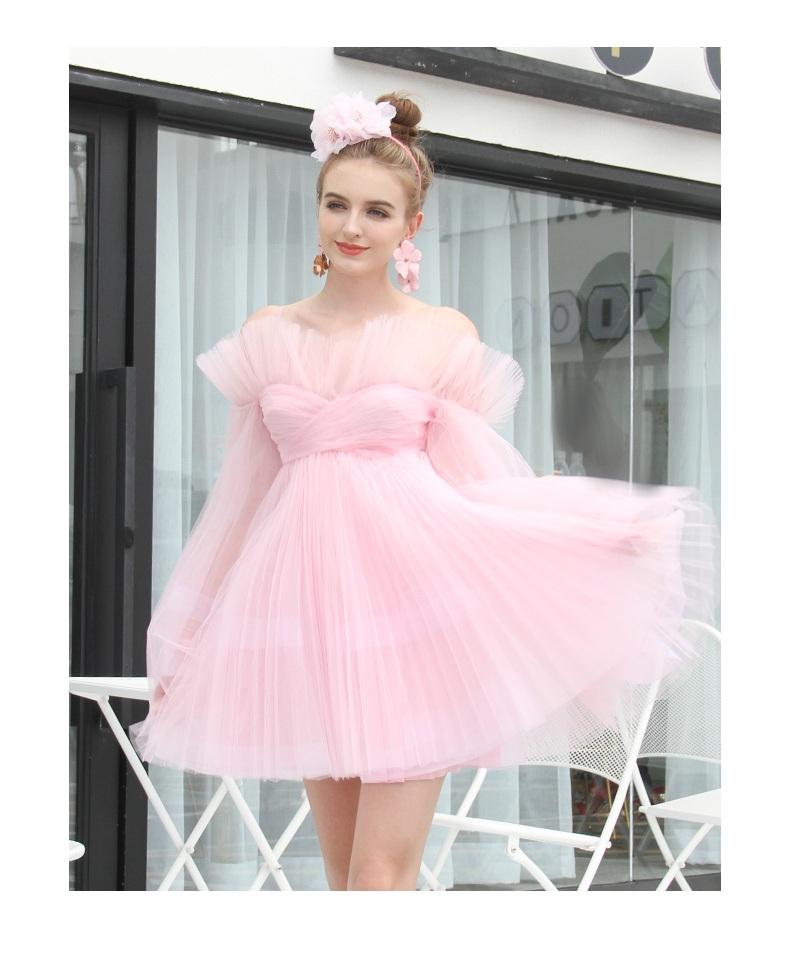 Limited edition double Sun Pleated One-Shoulder Princess layered tulle ...