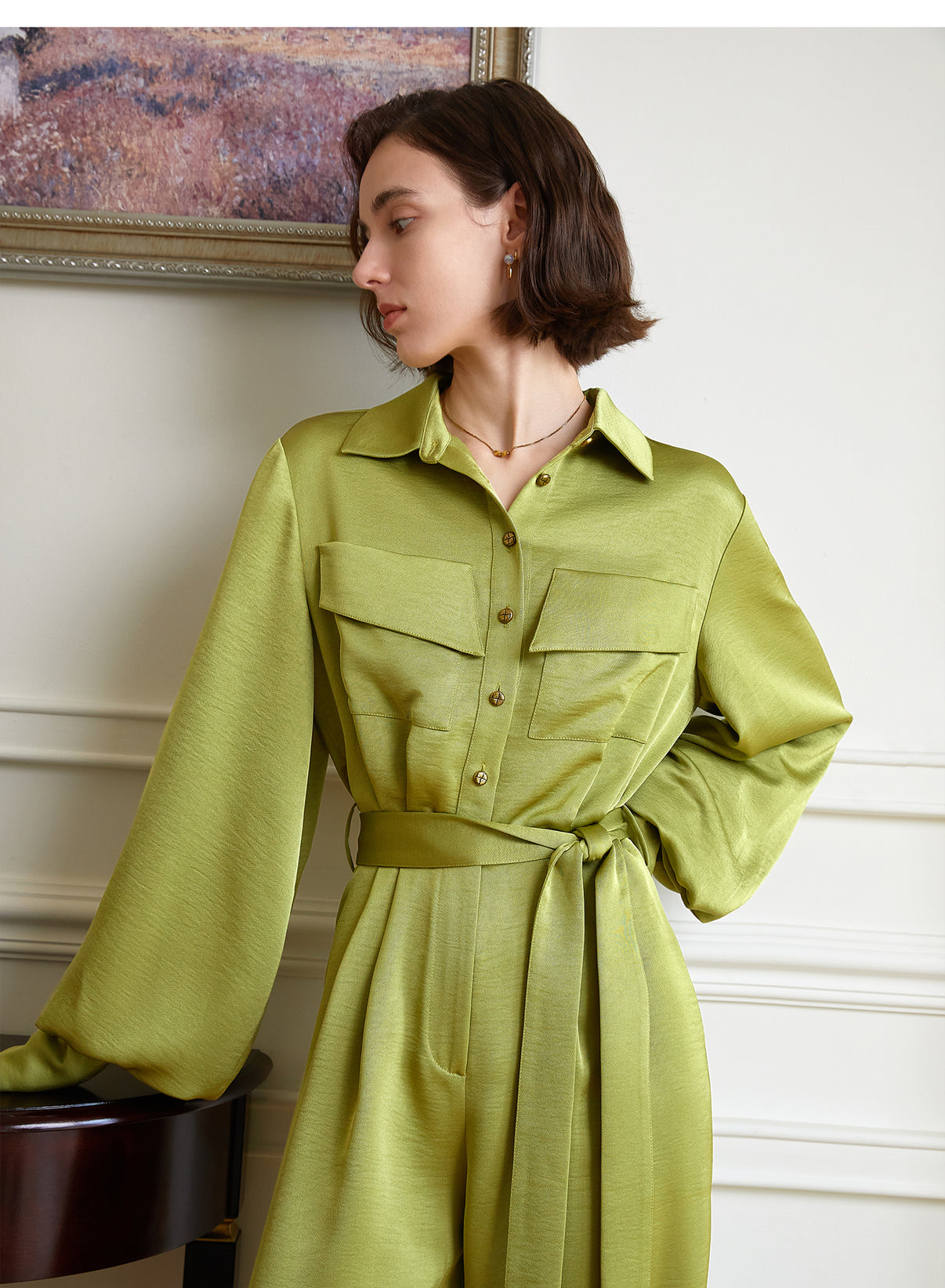 Palace Green Waist Sleeve Belt High Waist Jumpsuit- Miga – GOOD GIRL REBEL