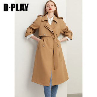 Fall Autumn Classic Khaki Paneled Double Breasted Trench Coat - Kochi ...