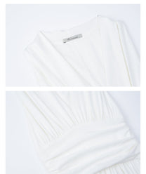 Luxurious blend of silk a hanging neckline, and sleeveless V-neck dres ...