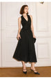 Luxurious blend of silk a hanging neckline, and sleeveless V-neck dres ...