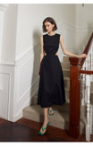 Backless design, high waist, and round neck long skirt sleeveless dres ...