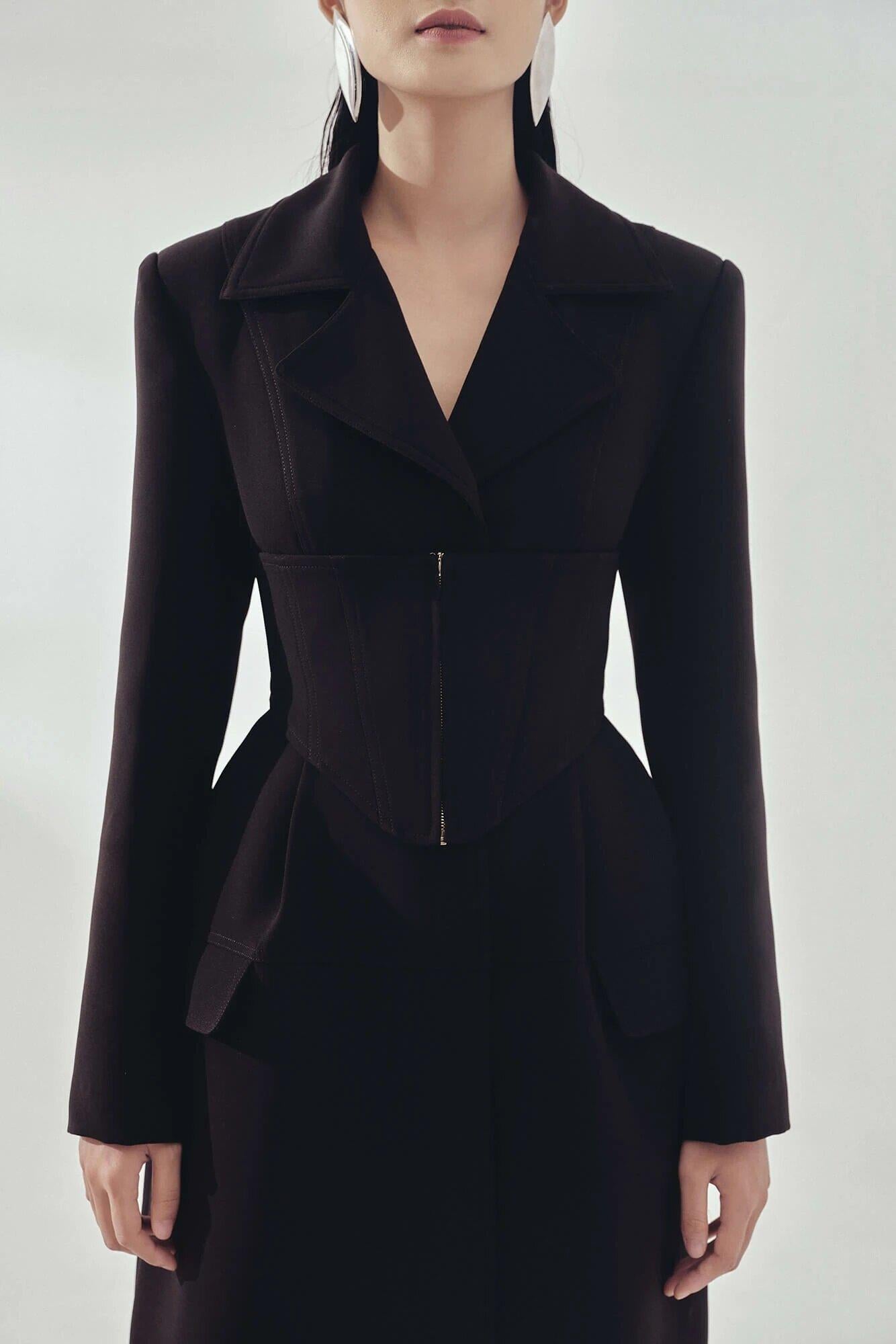 Designer tailored structured suit trench coat suit dress - Lap – GOOD ...