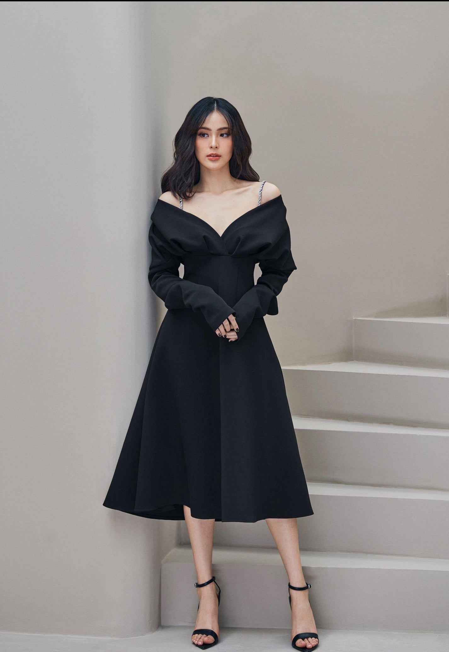 MIDI DRESS WITH CRYSTAL STRAPS-Madison – GOOD GIRL REBEL